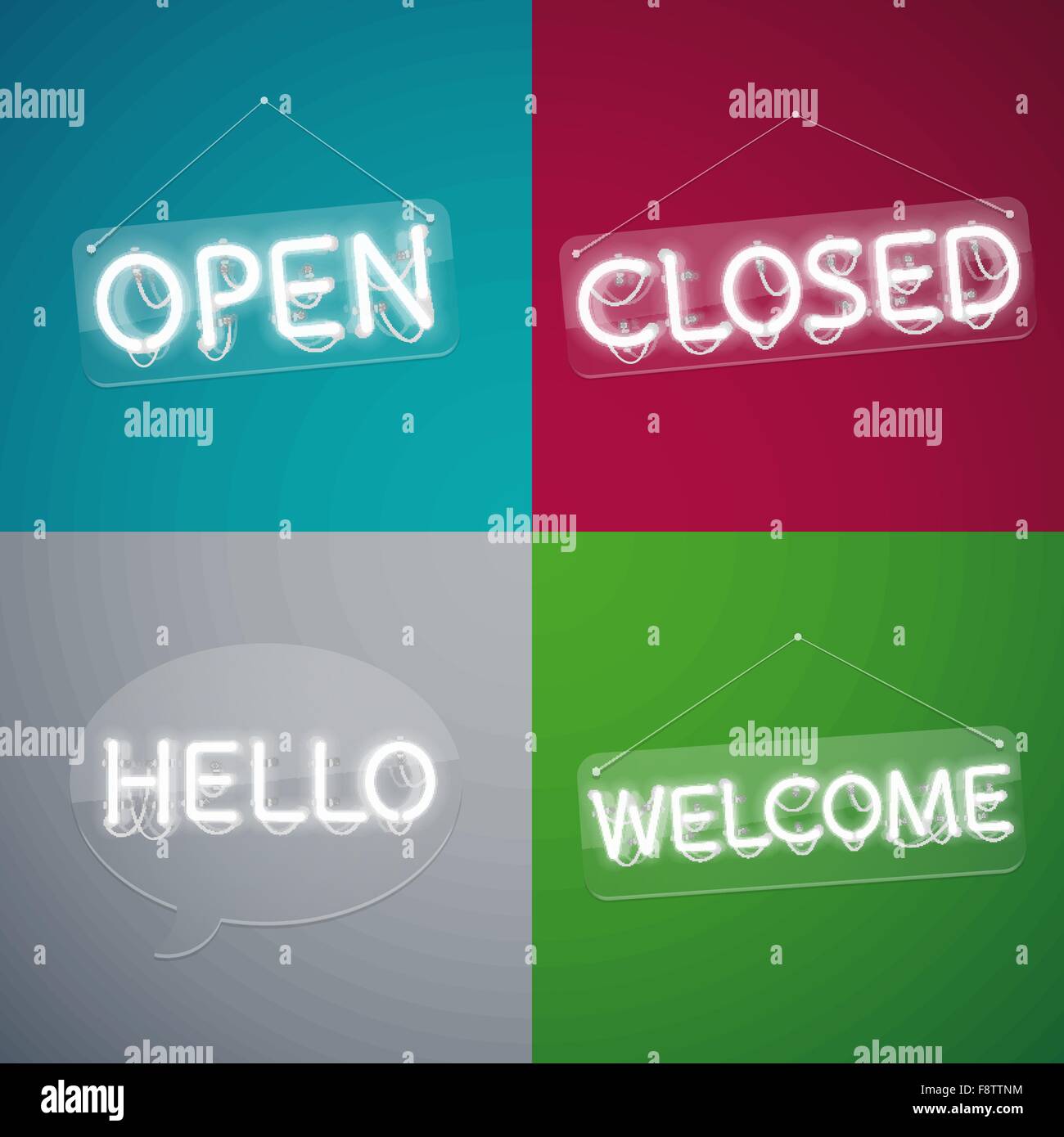 Four Neon Signs Stock Vector Image & Art - Alamy