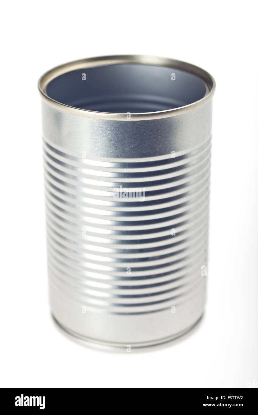 empty tin can isolated on white Stock Photo - Alamy