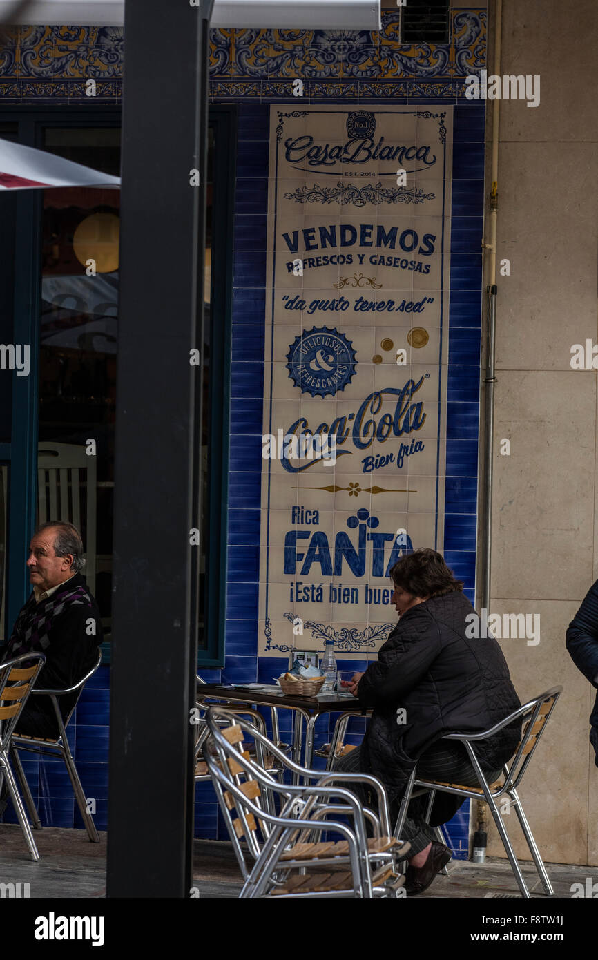 Sign outside a bar in Marbella Spain advertising Coca Cola and Fanta ...
