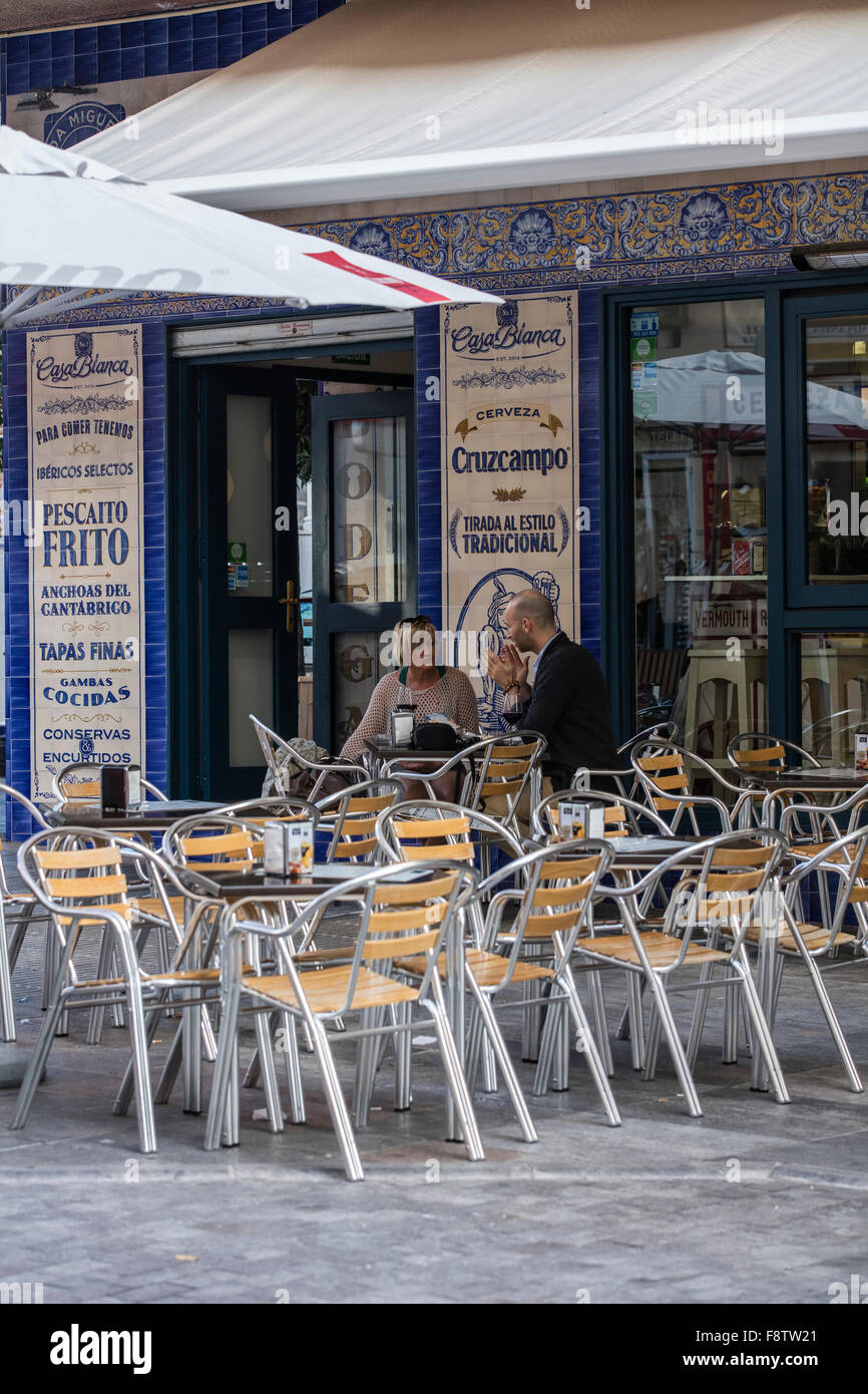 Outside of a very pleasant bar in Marbella Spain with blue ceramic ...