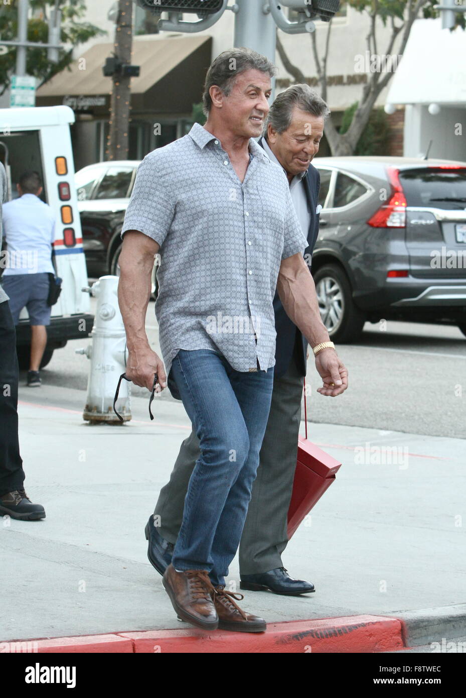 Sylvester Stallone Shop's With Friends Stock Photo - Alamy