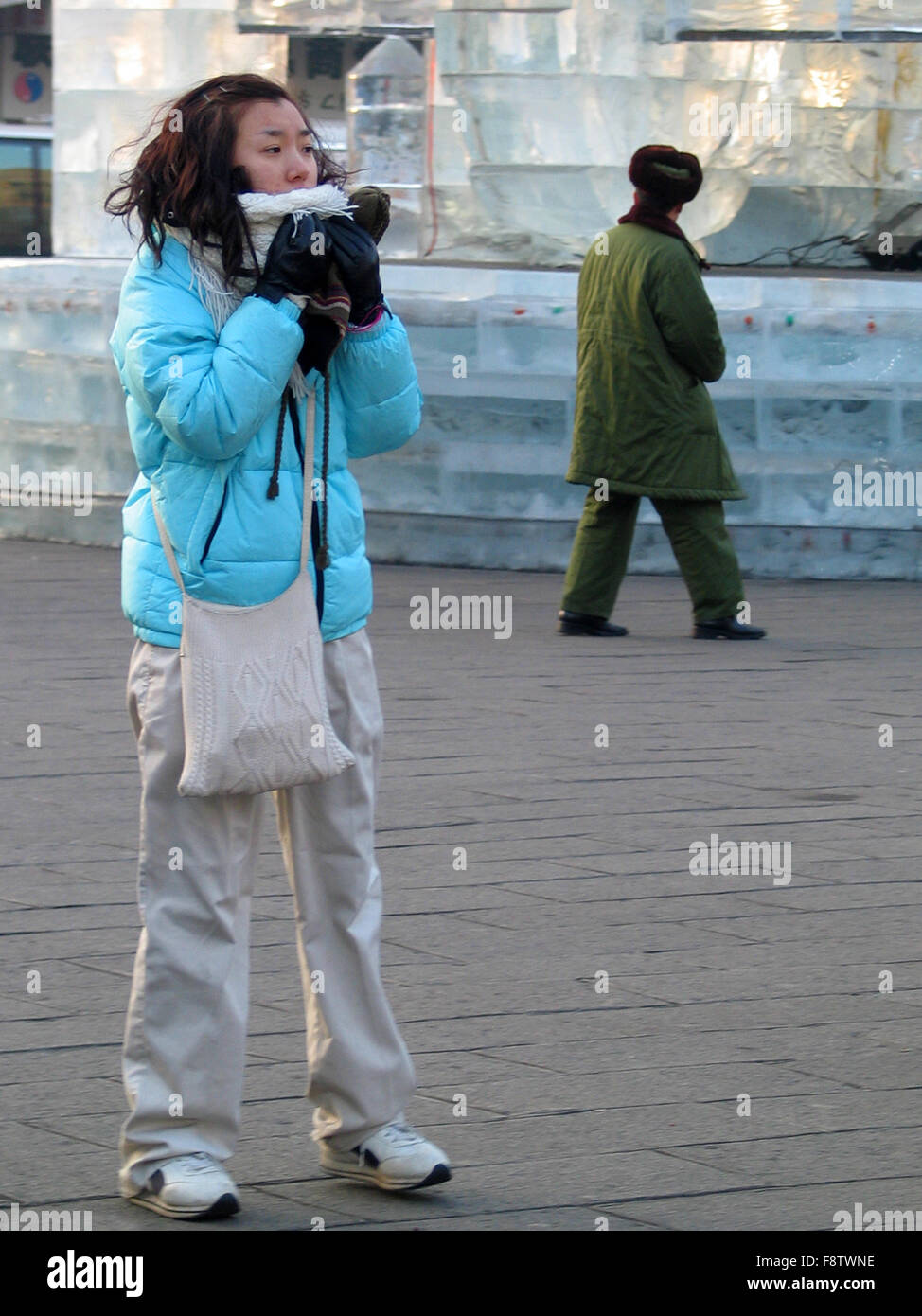 Frozen Chinese girl without hat -24c Stock Photo - Alamy