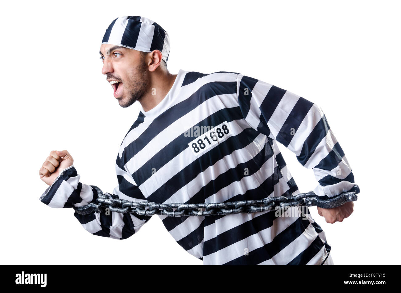 Convict criminal in striped uniform Stock Photo - Alamy