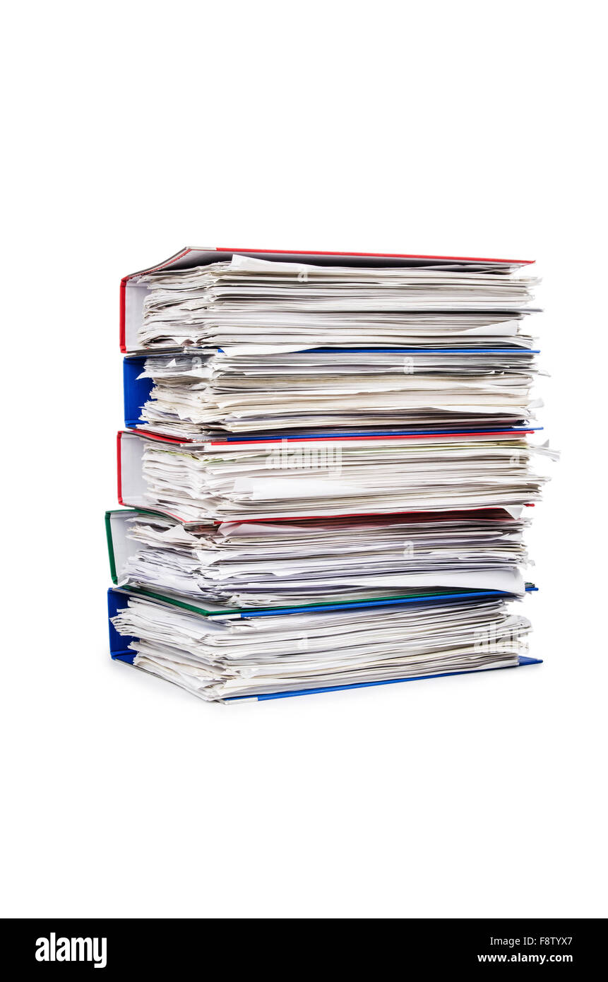 Pile of papers isolated on white Stock Photo - Alamy