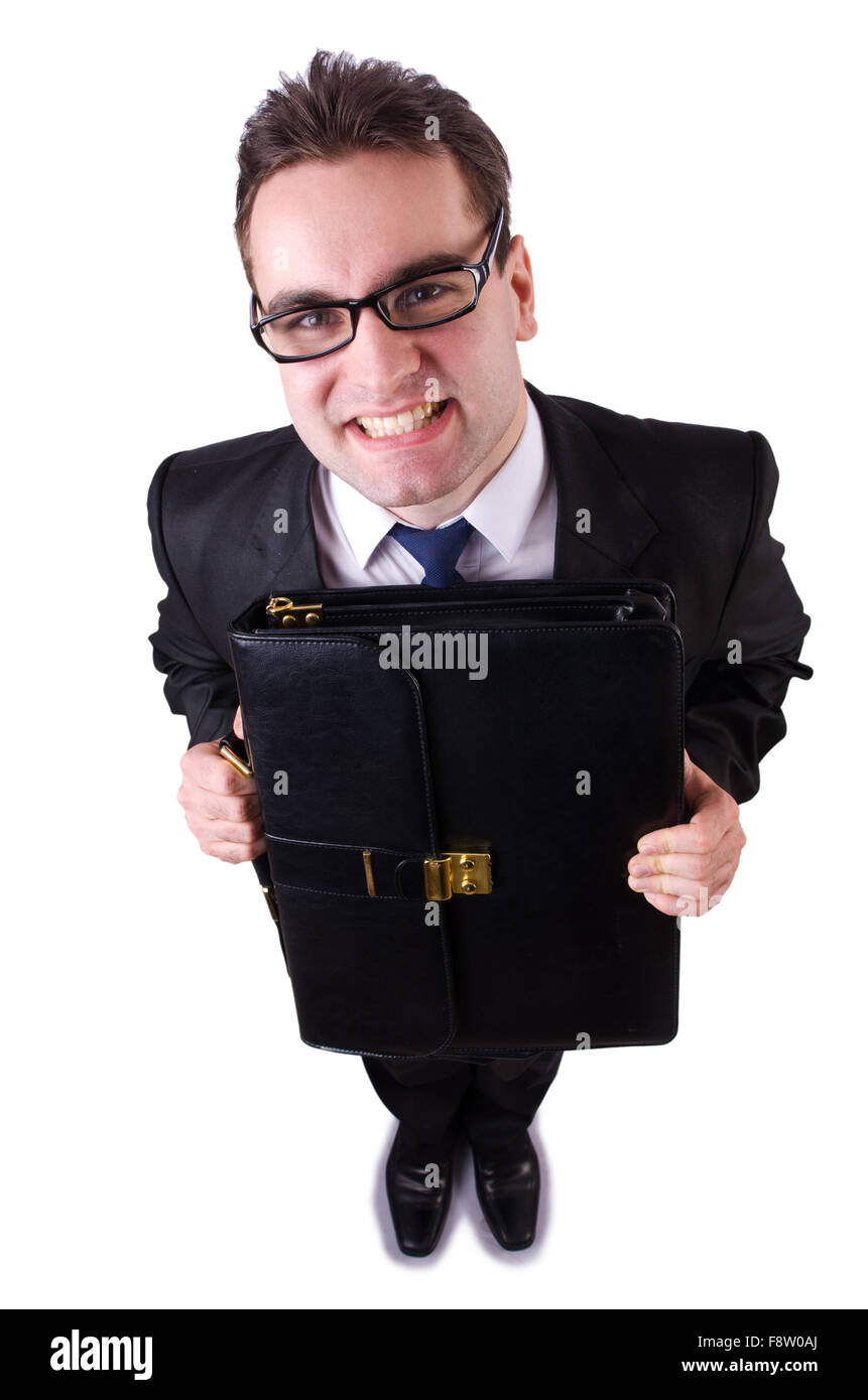 Young funny businessman on white background Stock Photo - Alamy