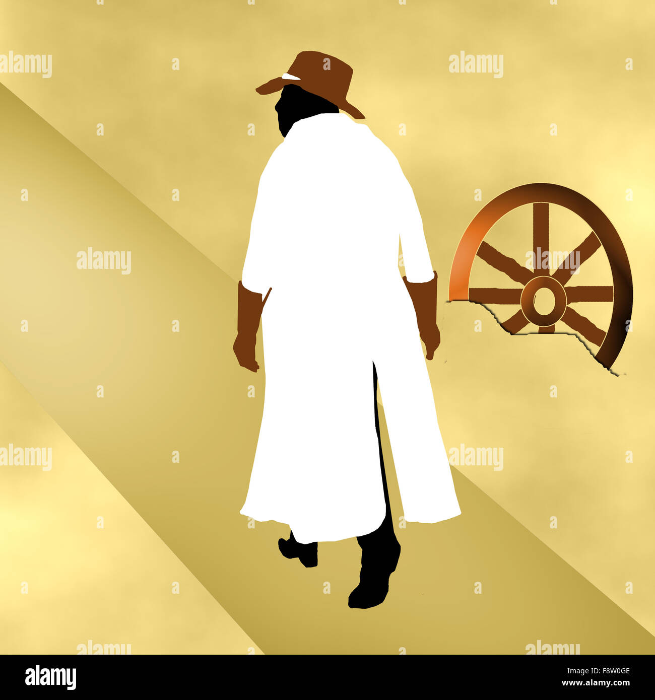 Cowboy in White Overcoat Stock Photo - Alamy