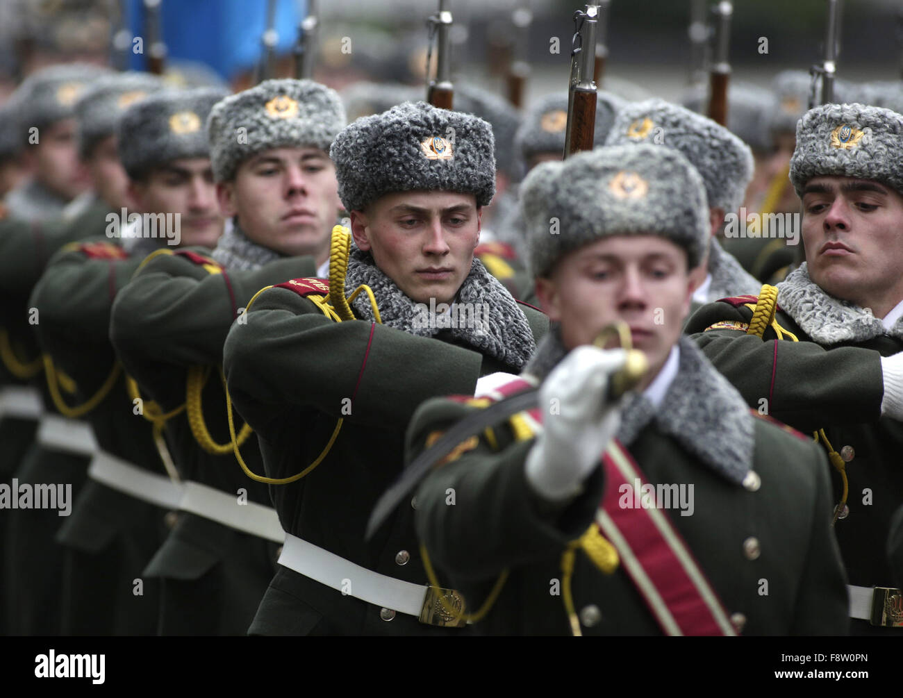 Kiev, Ukraine. 4th Dec, 2015. Soldiers of honour guard during a ...