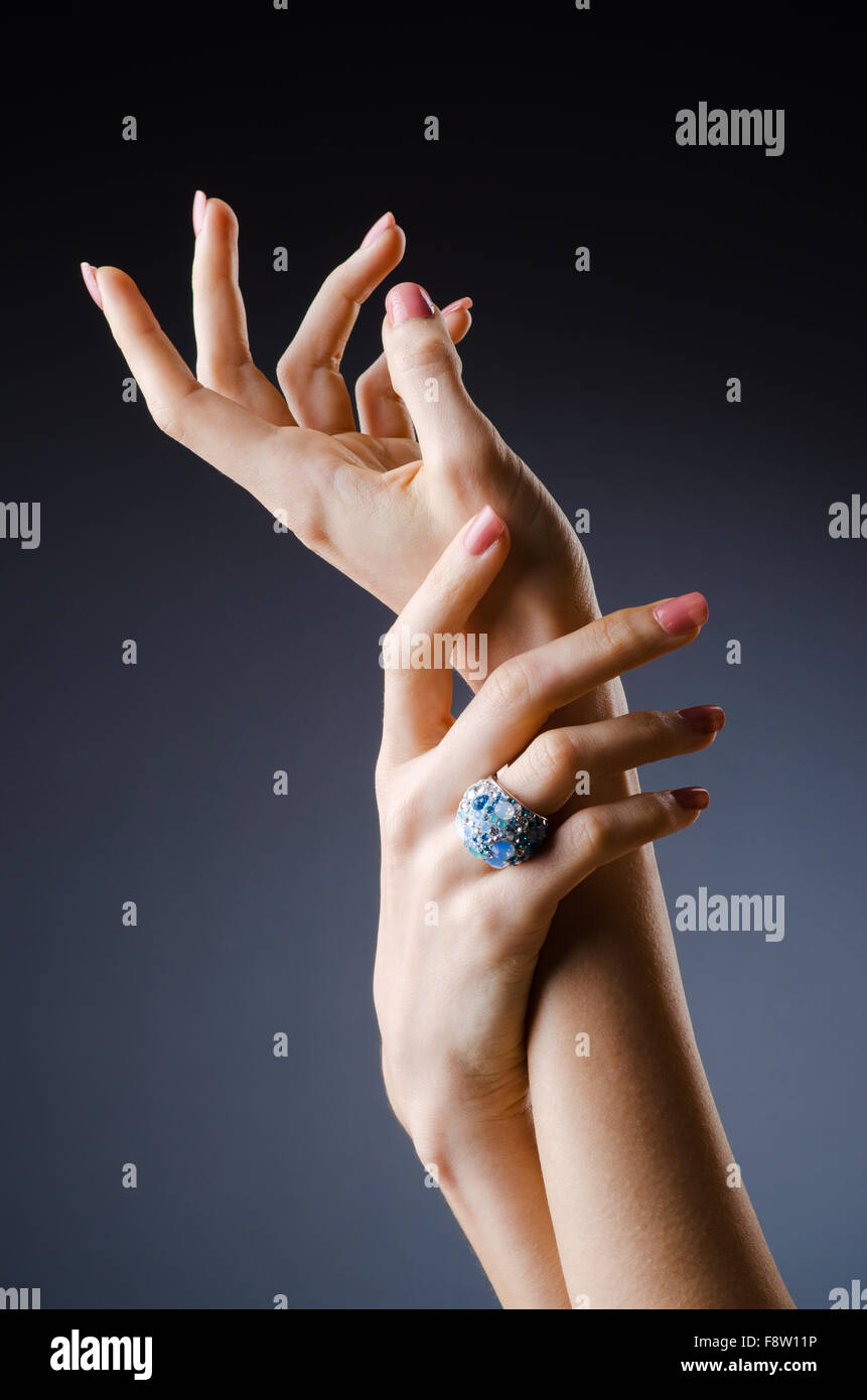 Engagement ring on the hand Stock Photo - Alamy
