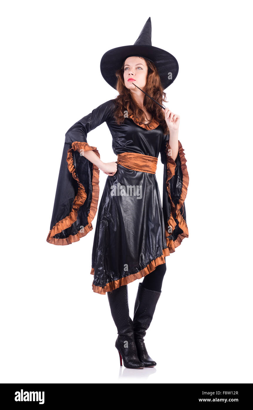 Witch isolated on the white background Stock Photo - Alamy