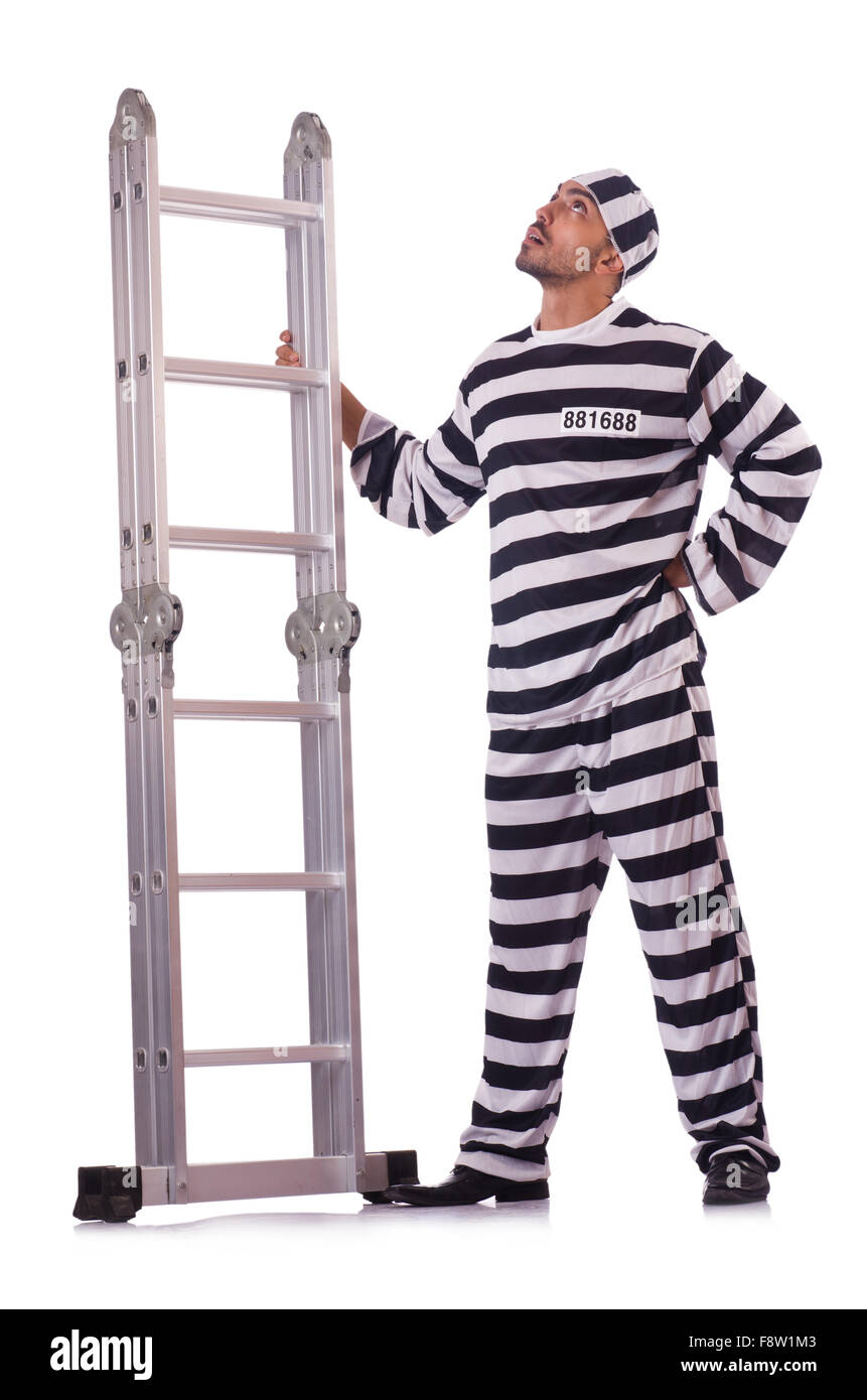 Convict criminal in striped uniform Stock Photo - Alamy