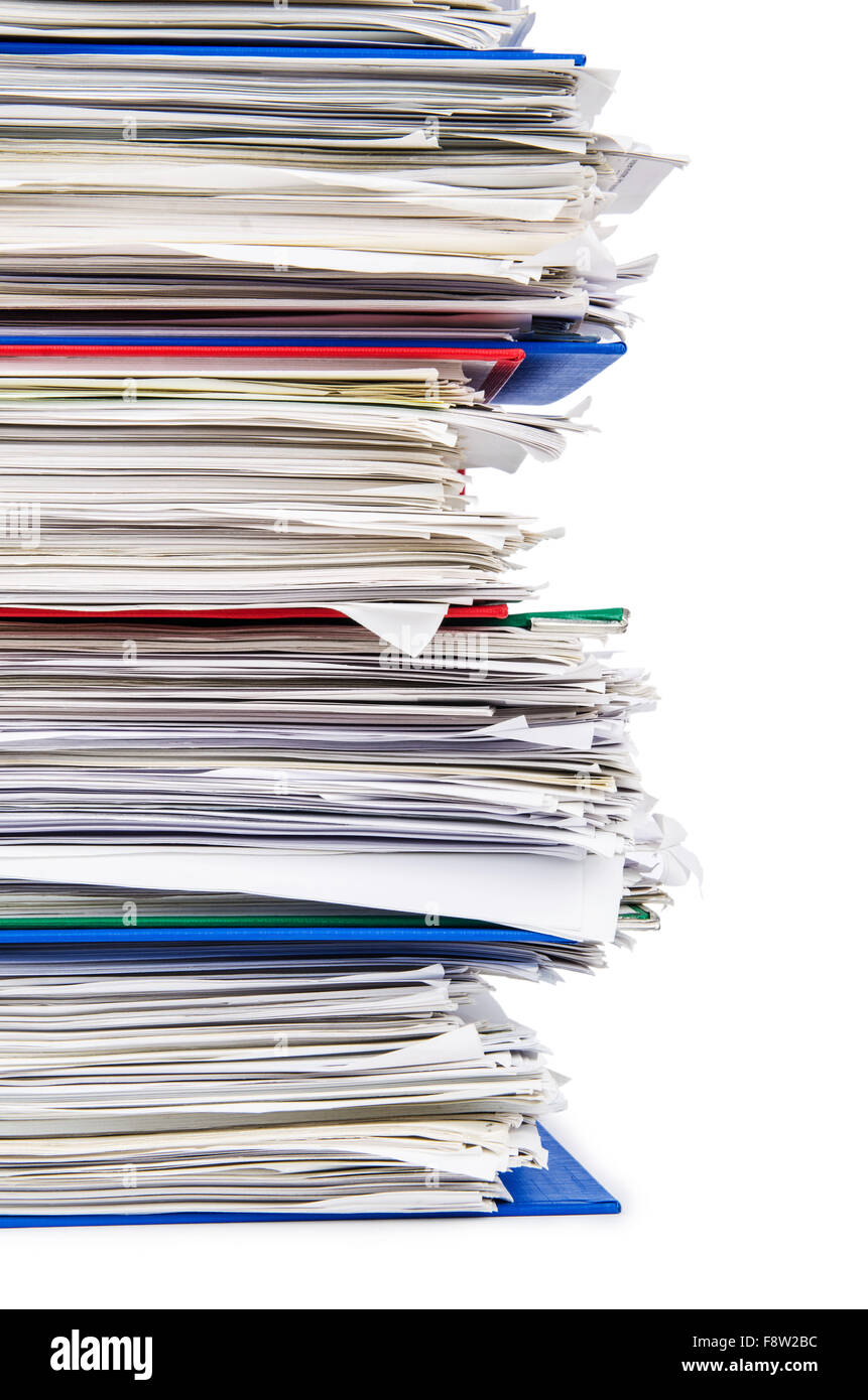 Pile of papers isolated on white Stock Photo - Alamy