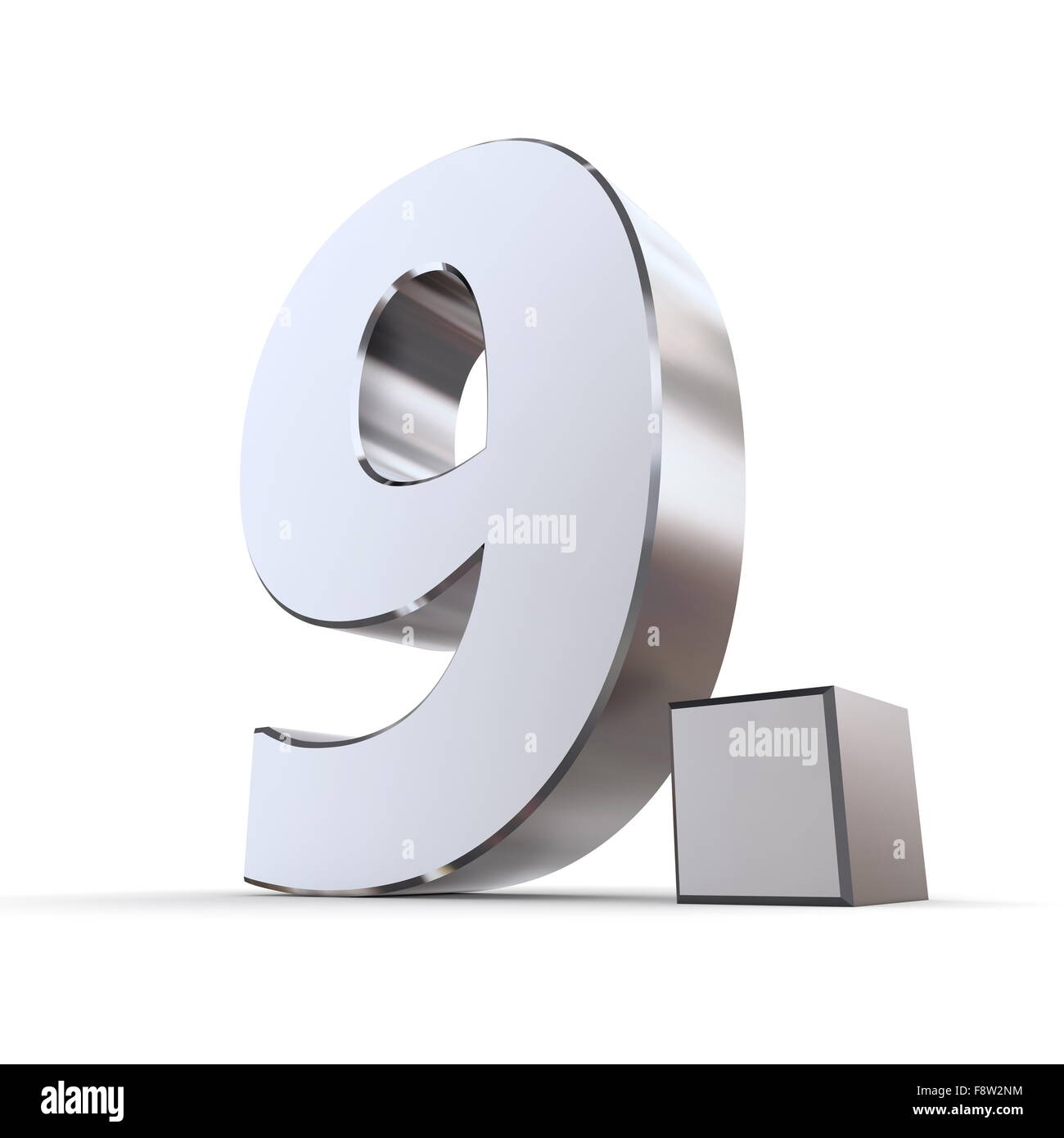 Shiny 9th with Angular Dot - Metallic Stock Photo - Alamy