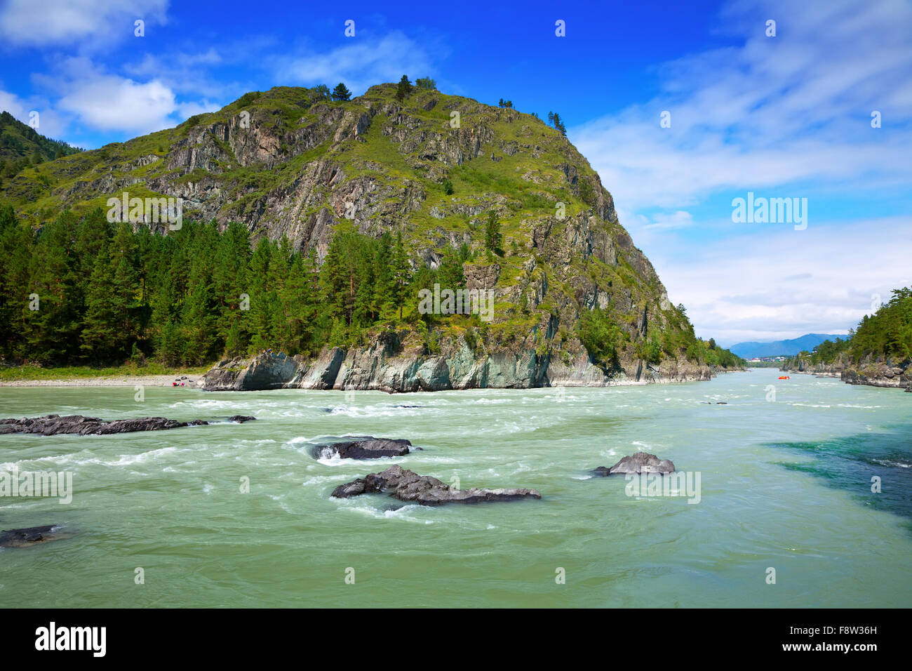 Mountains river with rocky riverside. Katun, Altai, Siberia Stock Photo ...
