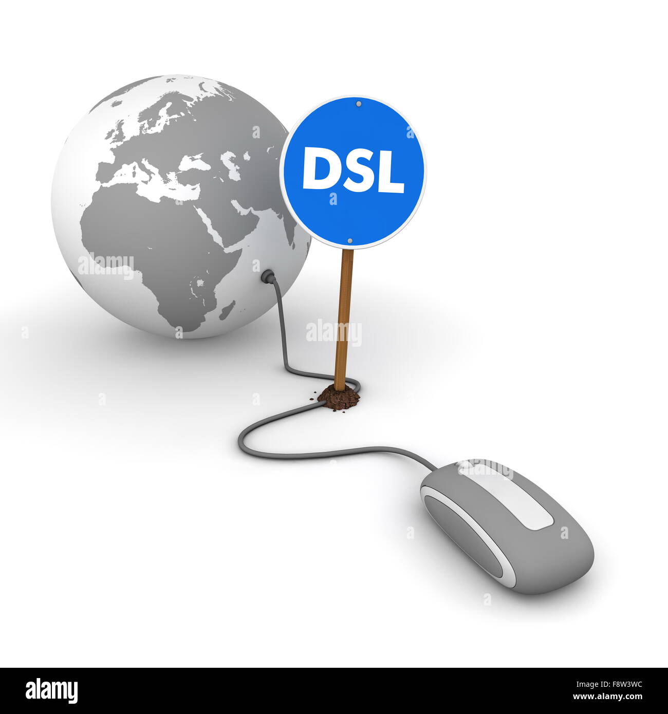 Surfing the Web in Grey - Blue DSL Sign on the Cable Stock Photo - Alamy