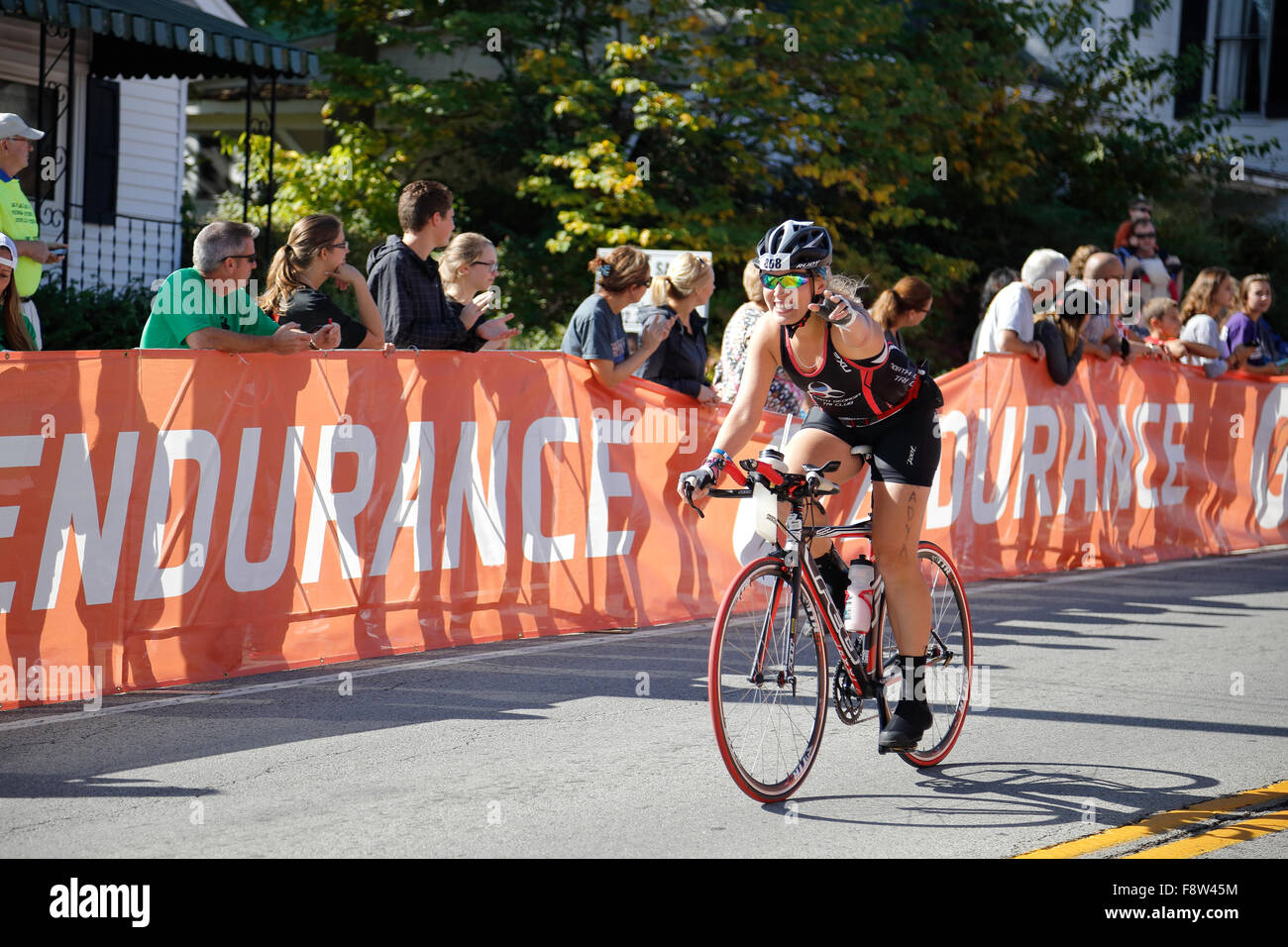 Bicyclists on bikes racing in the Ironman Triathlon Stock Photo - Alamy