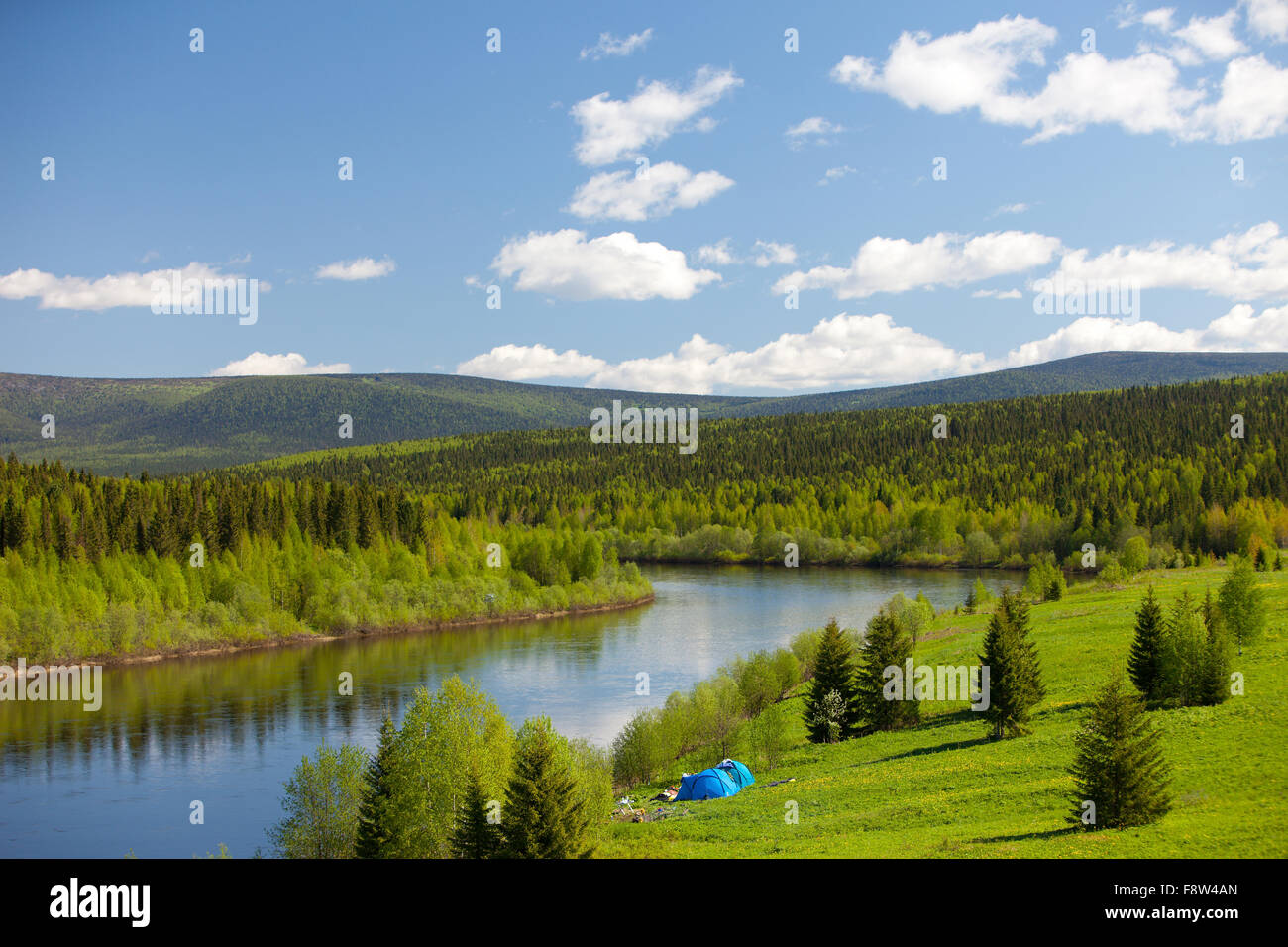 Summer landscape. River Vishera. Ural mountains Stock Photo - Alamy