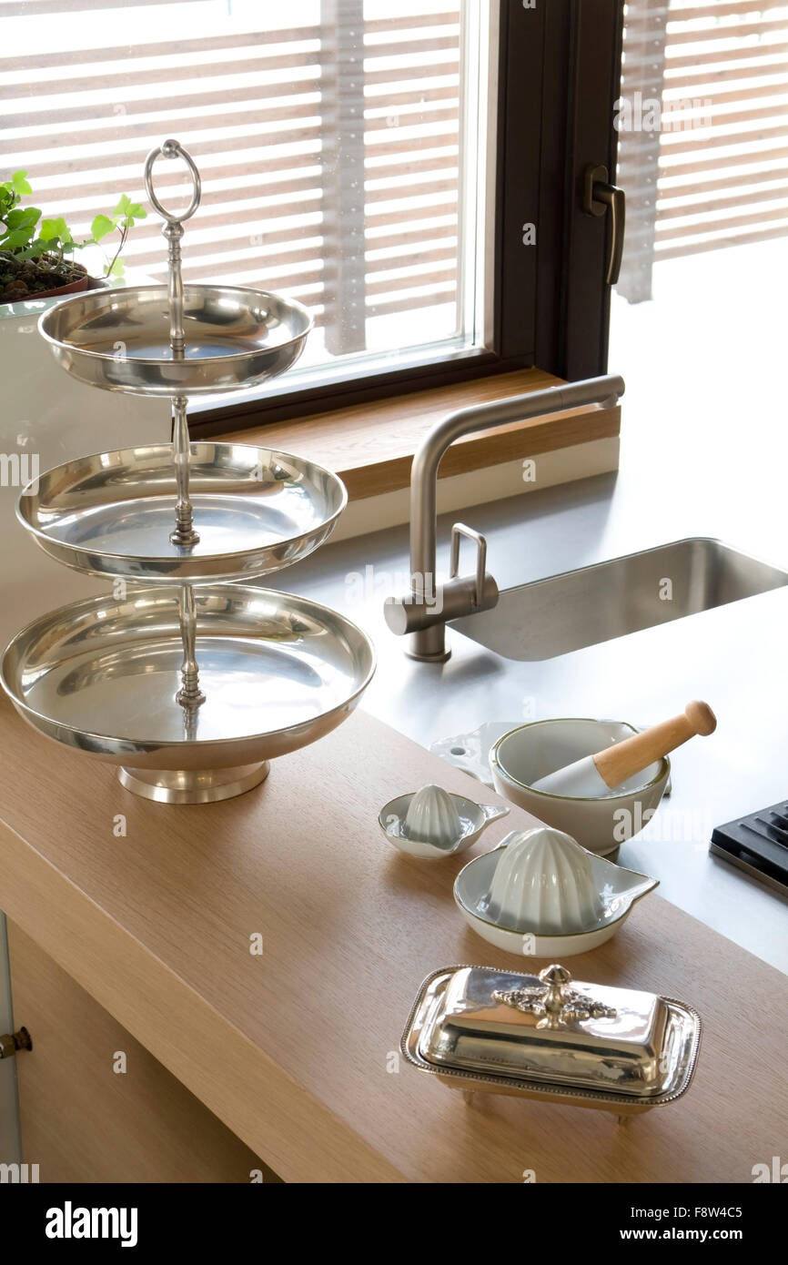 a part of a kitchen with kitchen stuff Stock Photo - Alamy