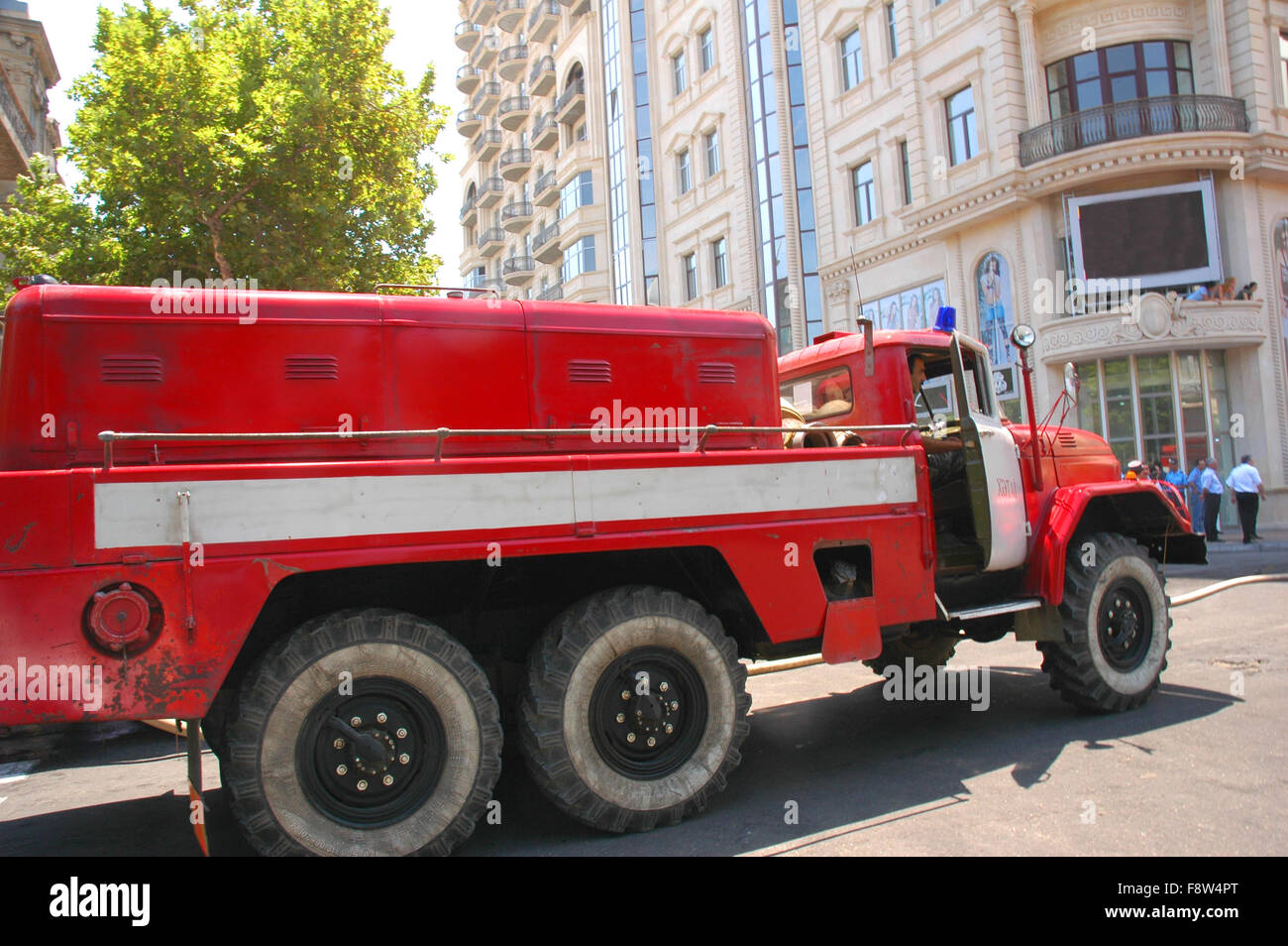 Firetruck in the city Stock Photo - Alamy
