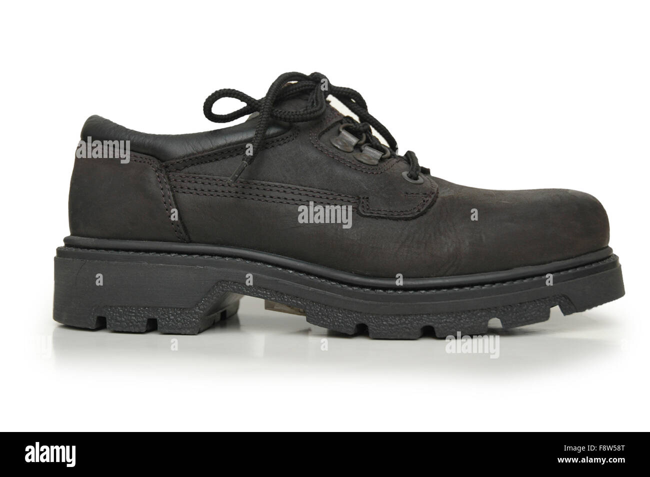 Black boot isolated on white background Stock Photo - Alamy