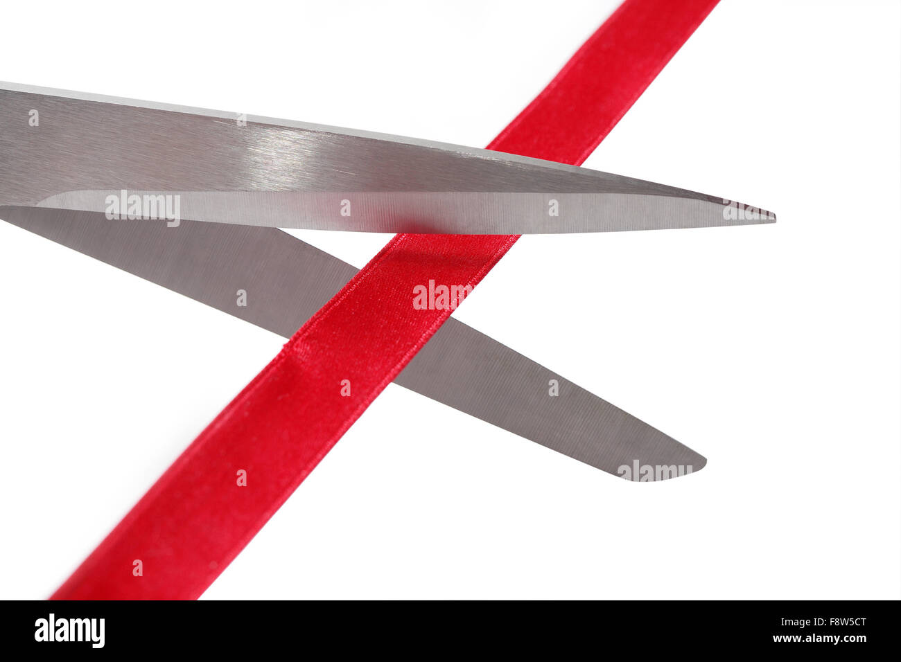 Scissors Cutting Red Ribbon Stock Photo - Alamy