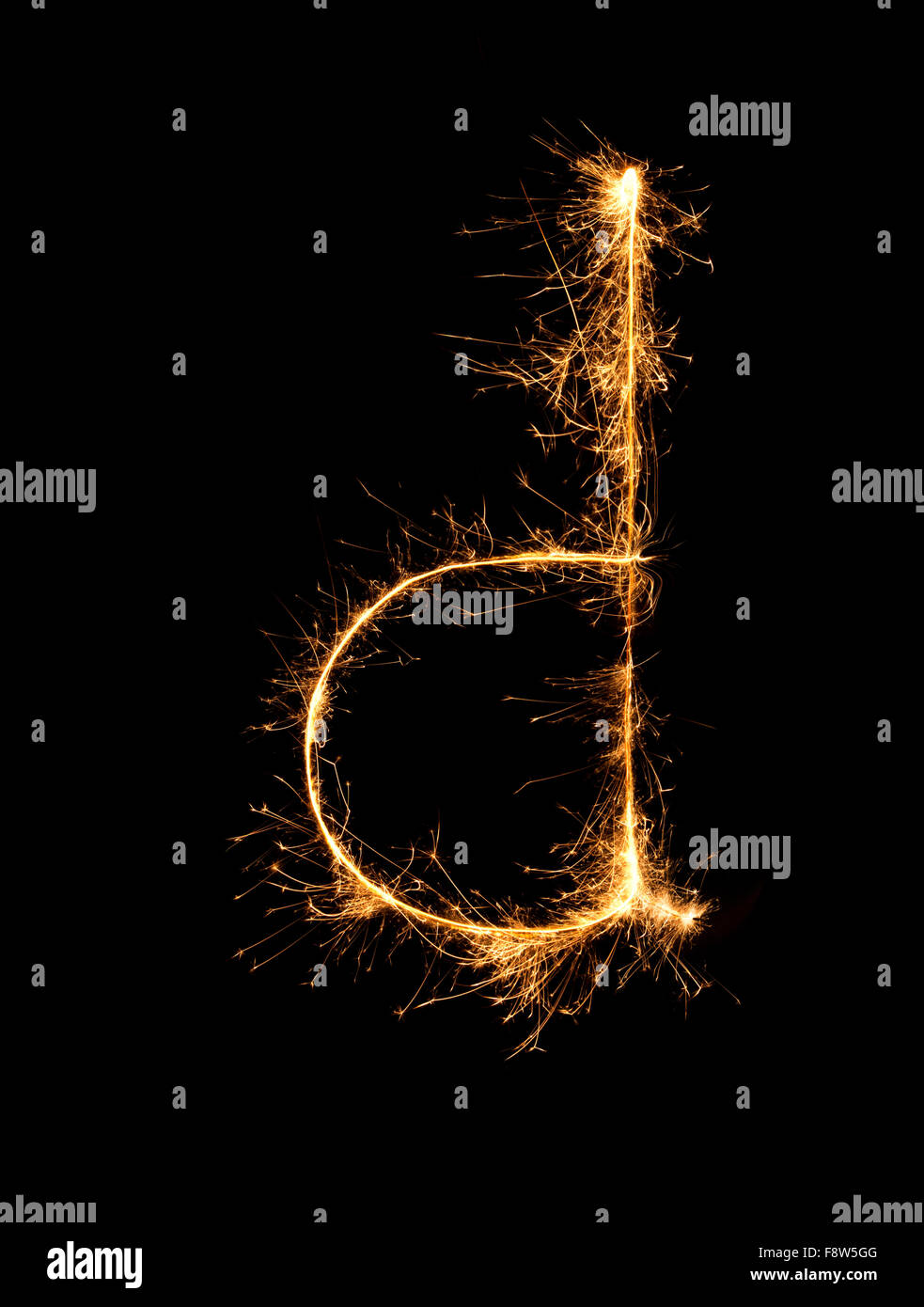 Sparkler firework light alphabet d (Small Letters) at night background ...