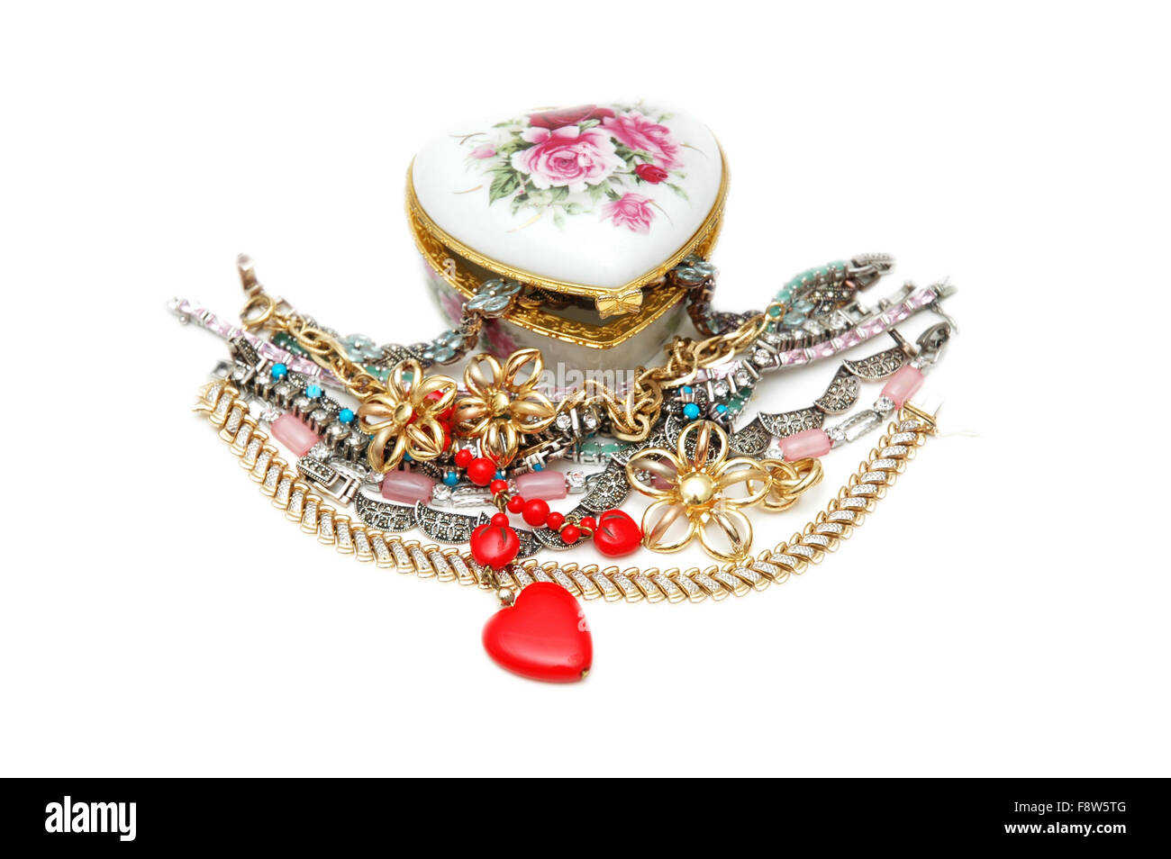 Various jewellery isolated on the white background Stock Photo - Alamy