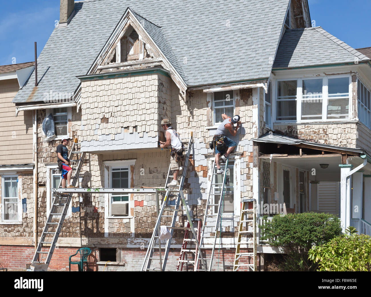 Beach house under remodeling in Ocean Grove Stock Photo - Alamy