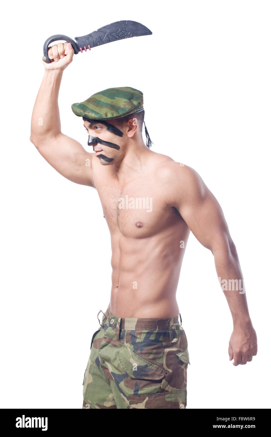 Soldier isolated on the white background Stock Photo - Alamy