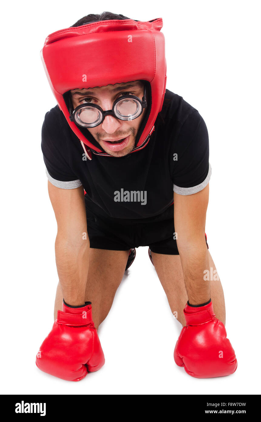 Funny boxer isolated on the white Stock Photo - Alamy