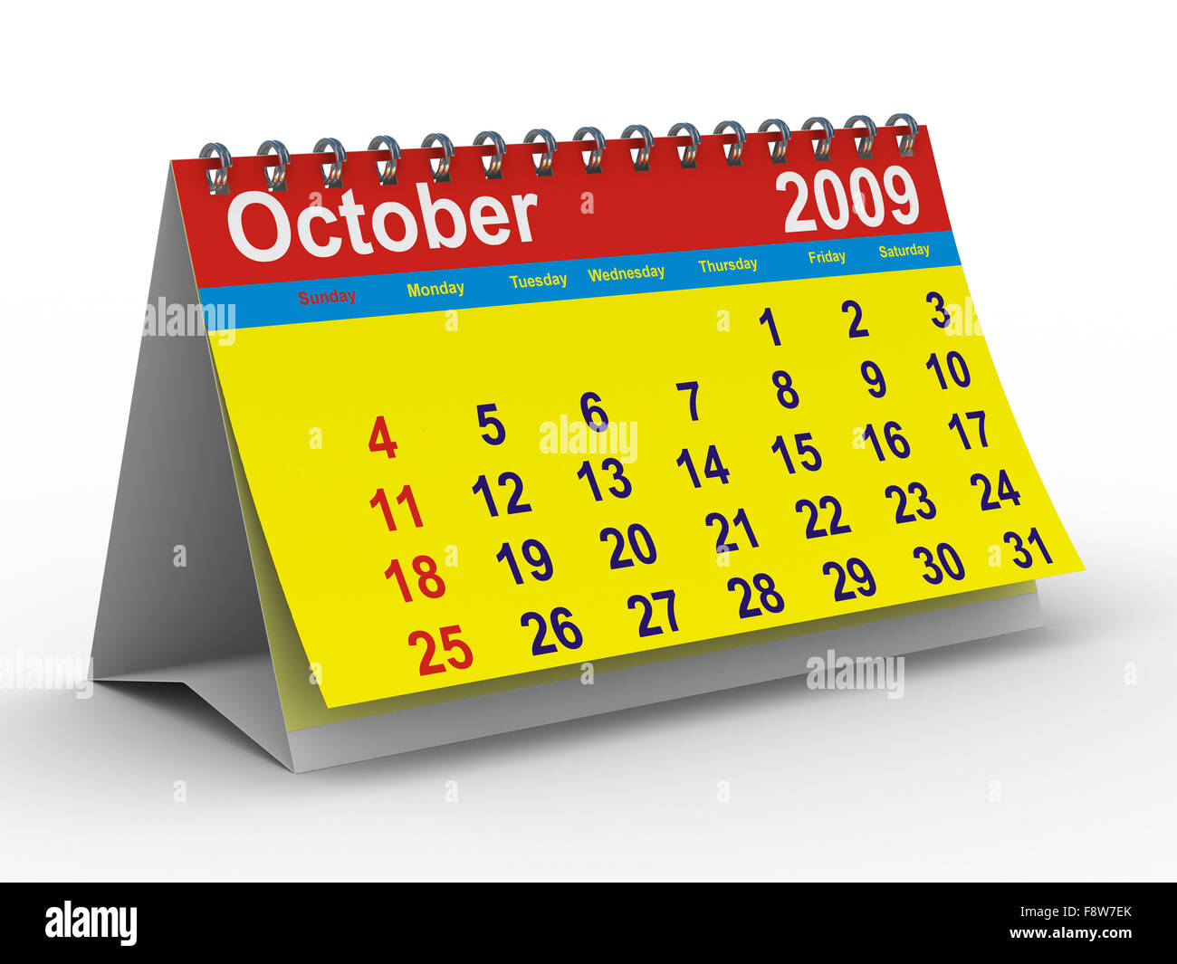 2009 year calendar. October. Isolated 3D image Stock Photo - Alamy