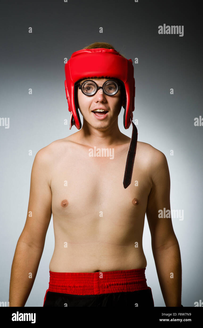 Funny nerd boxer in sport concept Stock Photo - Alamy