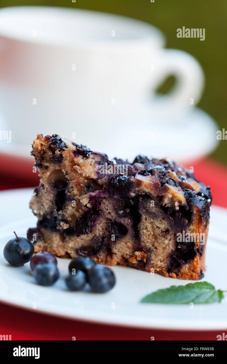 blueberry cake on a square plate Stock Photo - Alamy