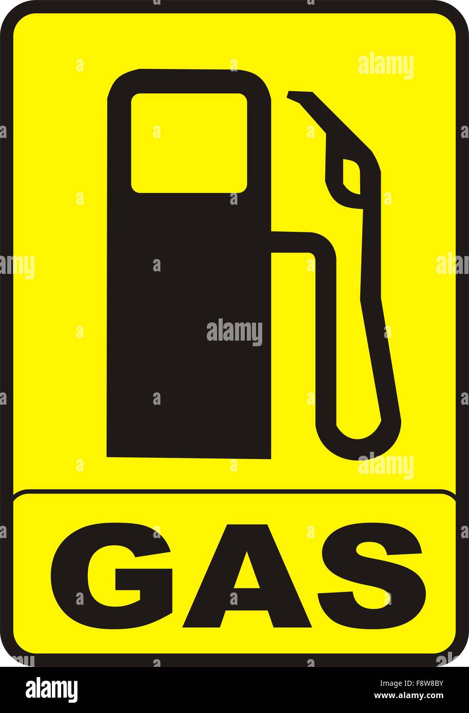 Gas Pump Caution Sign Stock Photo - Alamy