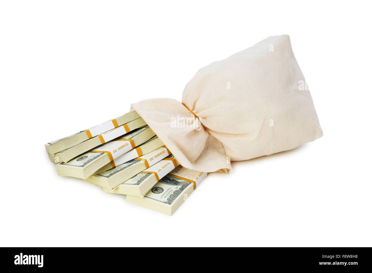 Sacks of money isolated on the white Stock Photo - Alamy