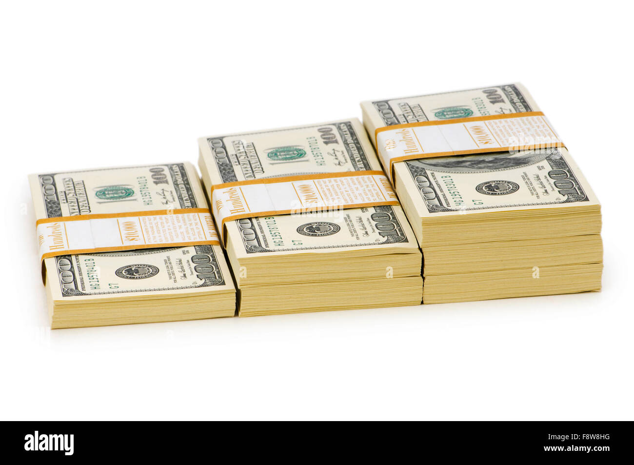 Stack of dollars isolated on the white Stock Photo - Alamy