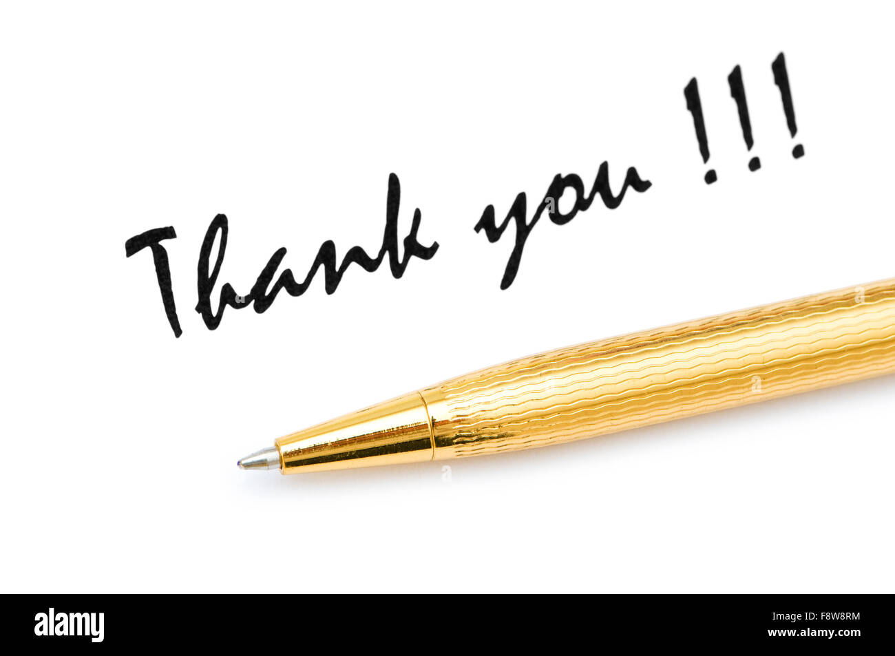 Thank you message and pen on white Stock Photo - Alamy