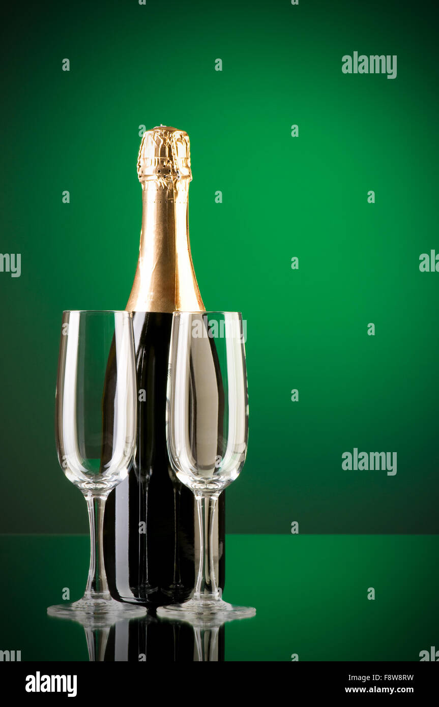 Champagne against color gradient background Stock Photo - Alamy