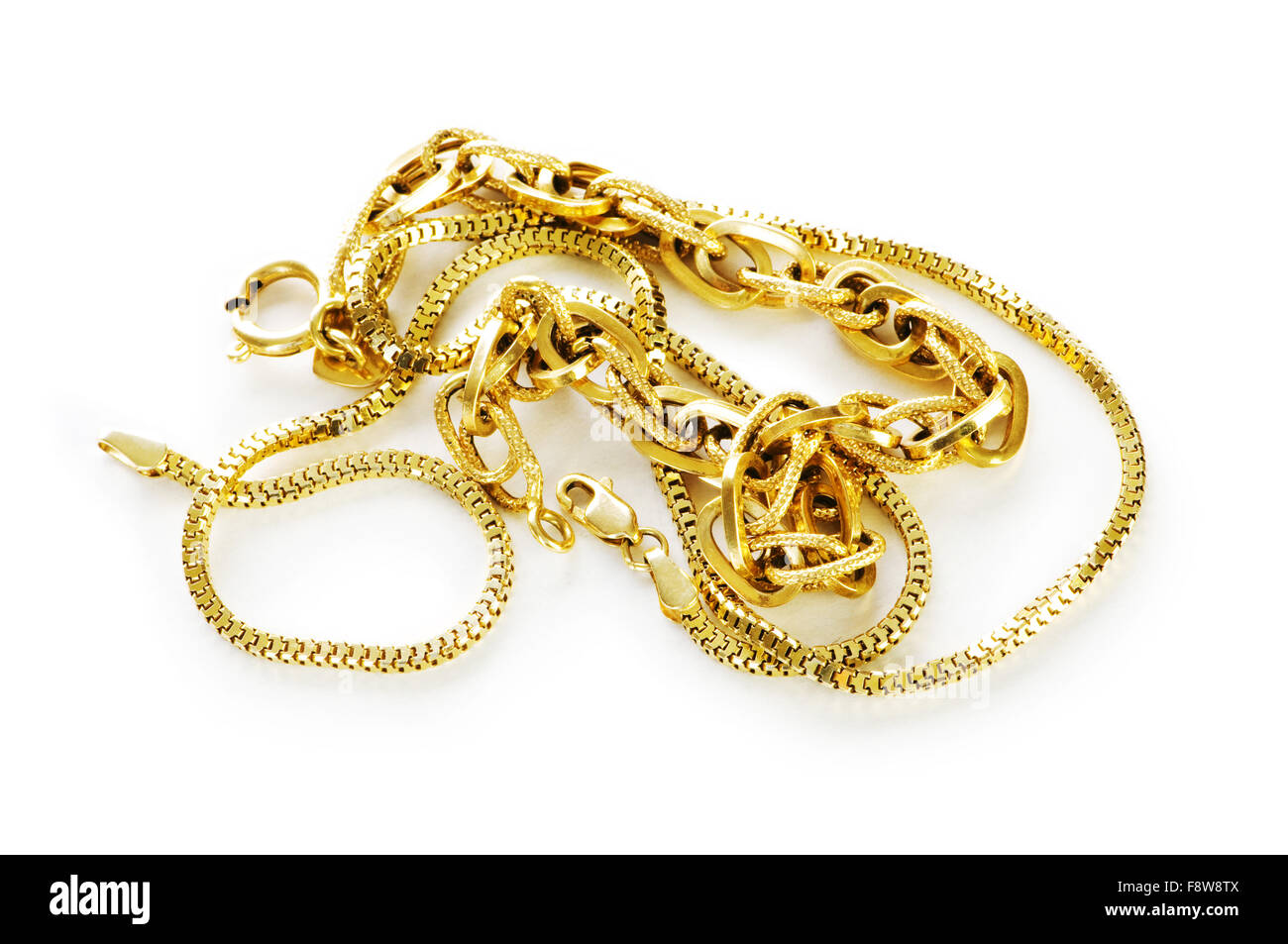 Golden chain isolated on the white background Stock Photo - Alamy
