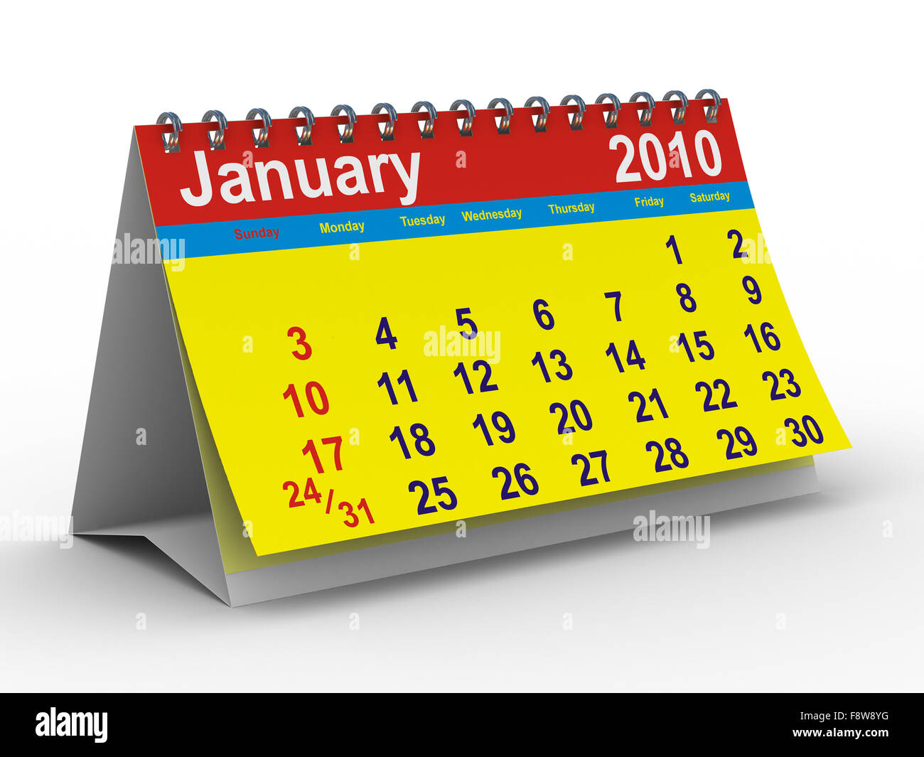 2010 year calendar. January. Isolated 3D image Stock Photo - Alamy