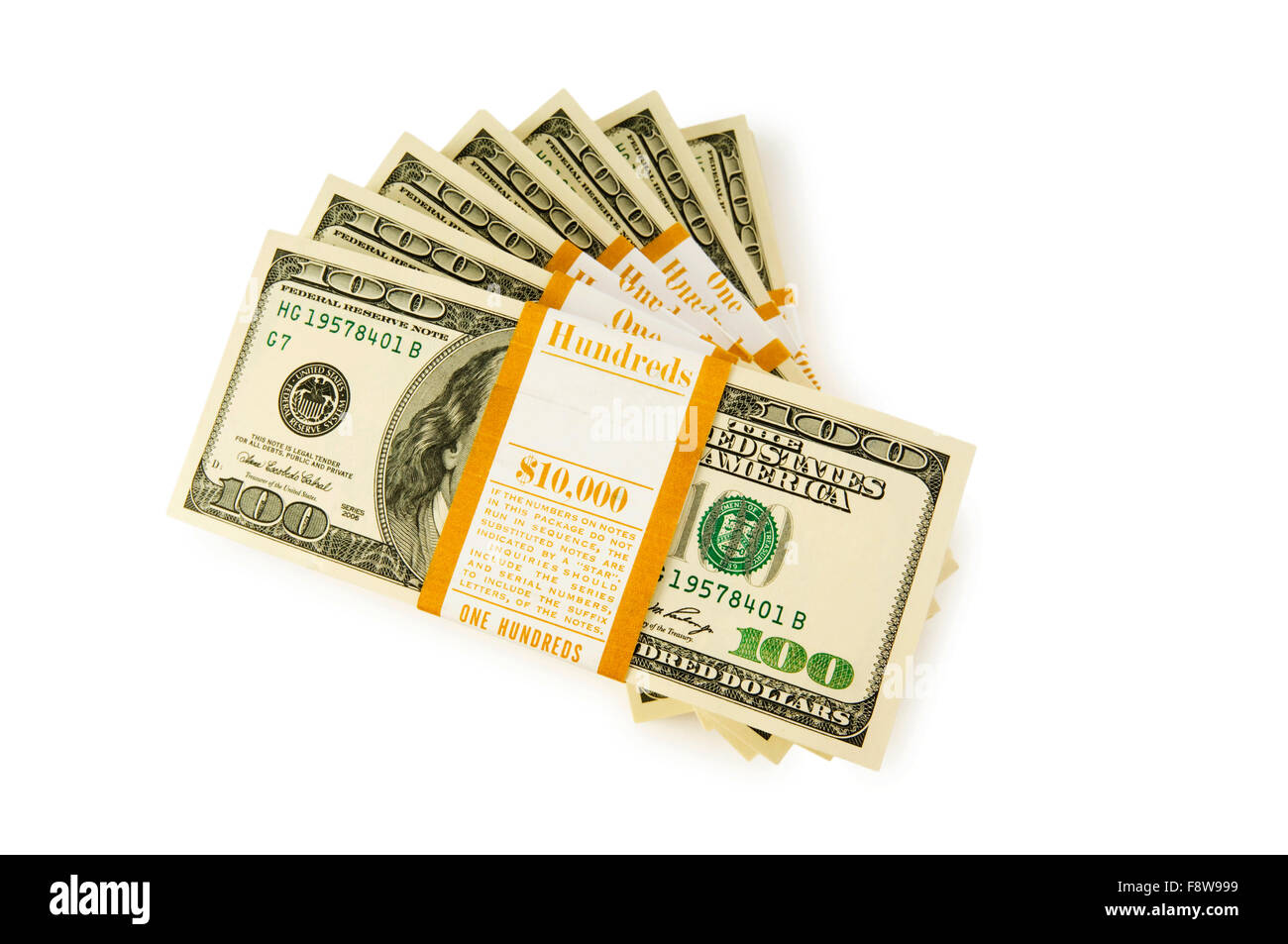 Stack of dollars isolated on the white Stock Photo - Alamy