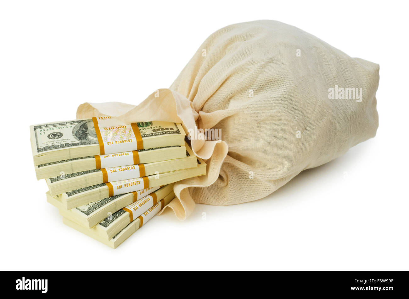 Sacks of money isolated on the white Stock Photo - Alamy