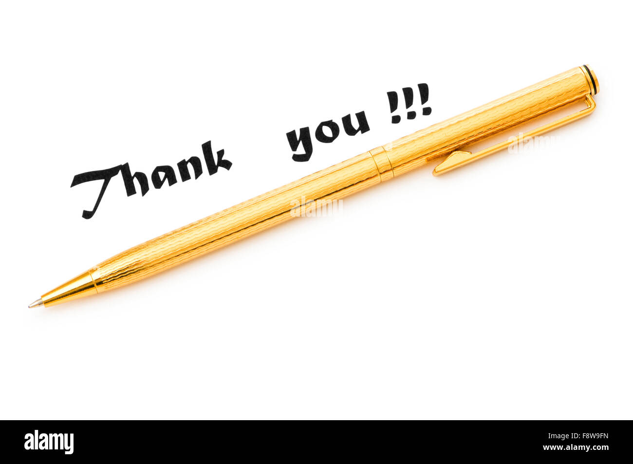 Thank you message and pen on white Stock Photo - Alamy