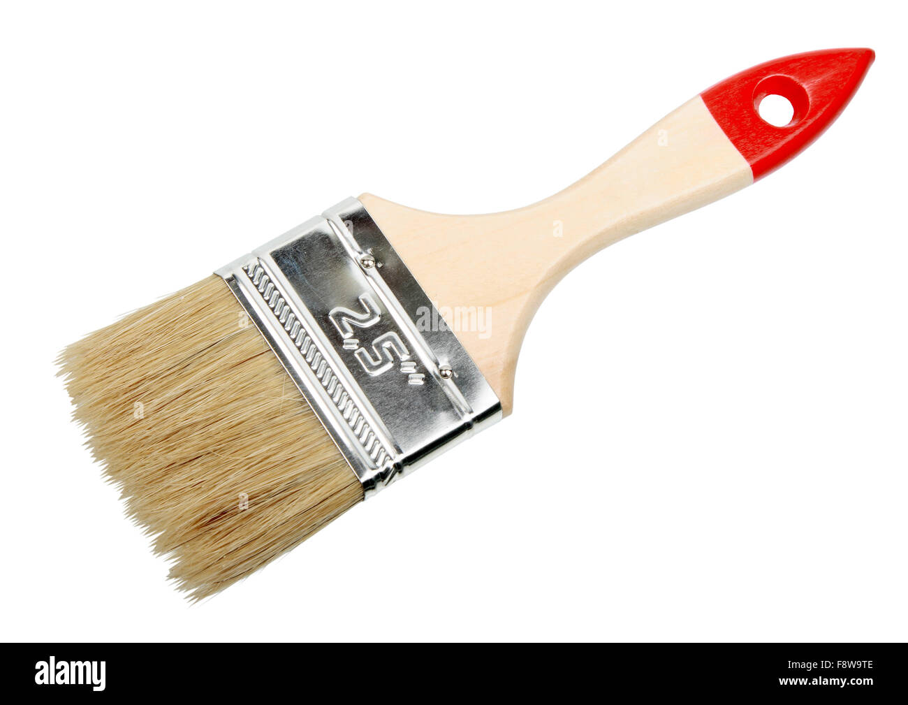 Brush with red wood handle Stock Photo - Alamy