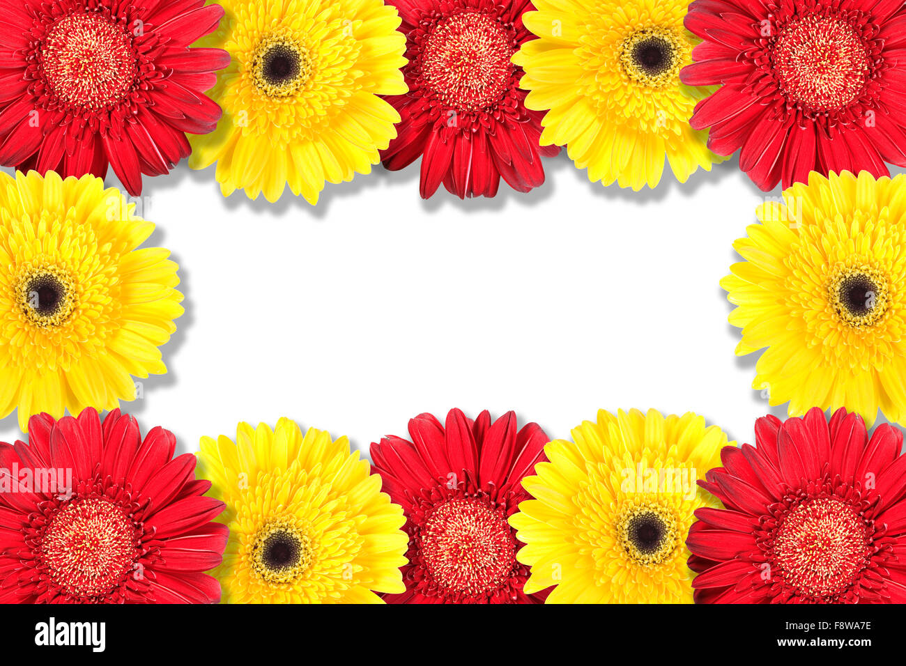 Abstract frame with yellow and red flowers Stock Photo - Alamy
