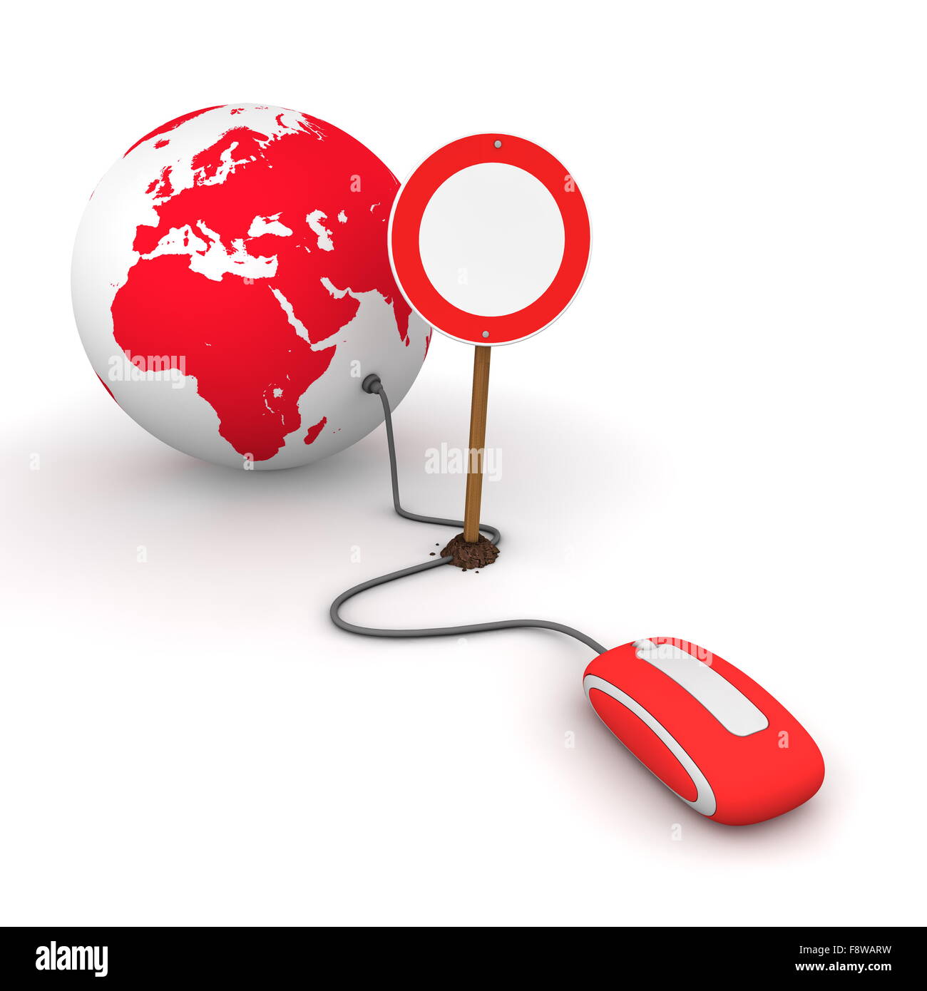 Surfing the Web in Red - Blocked by a No Passing Sign Stock Photo - Alamy