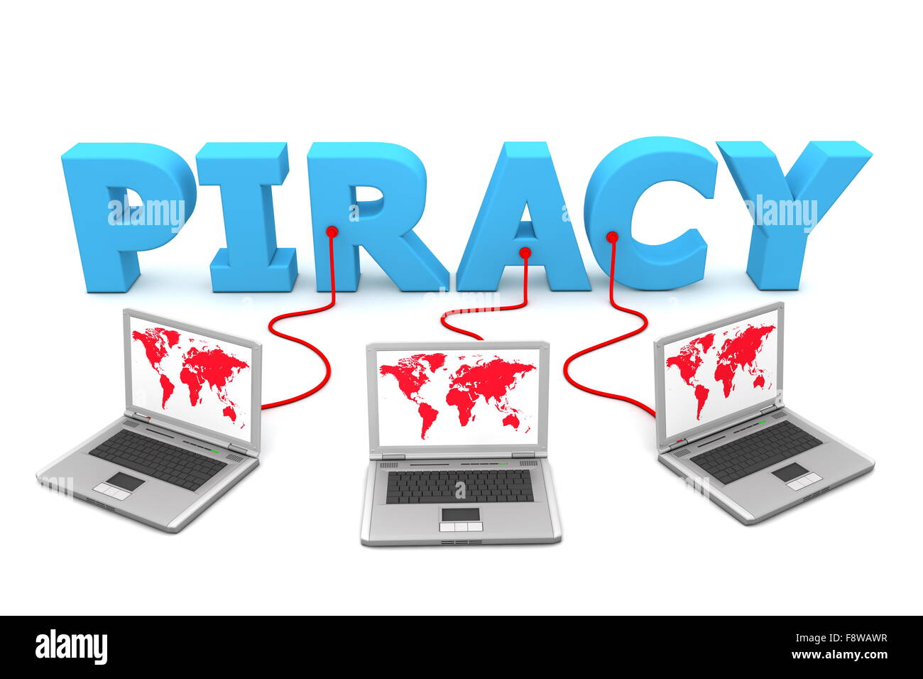 Multiple Wired To Blue Piracy Stock Photo - Alamy