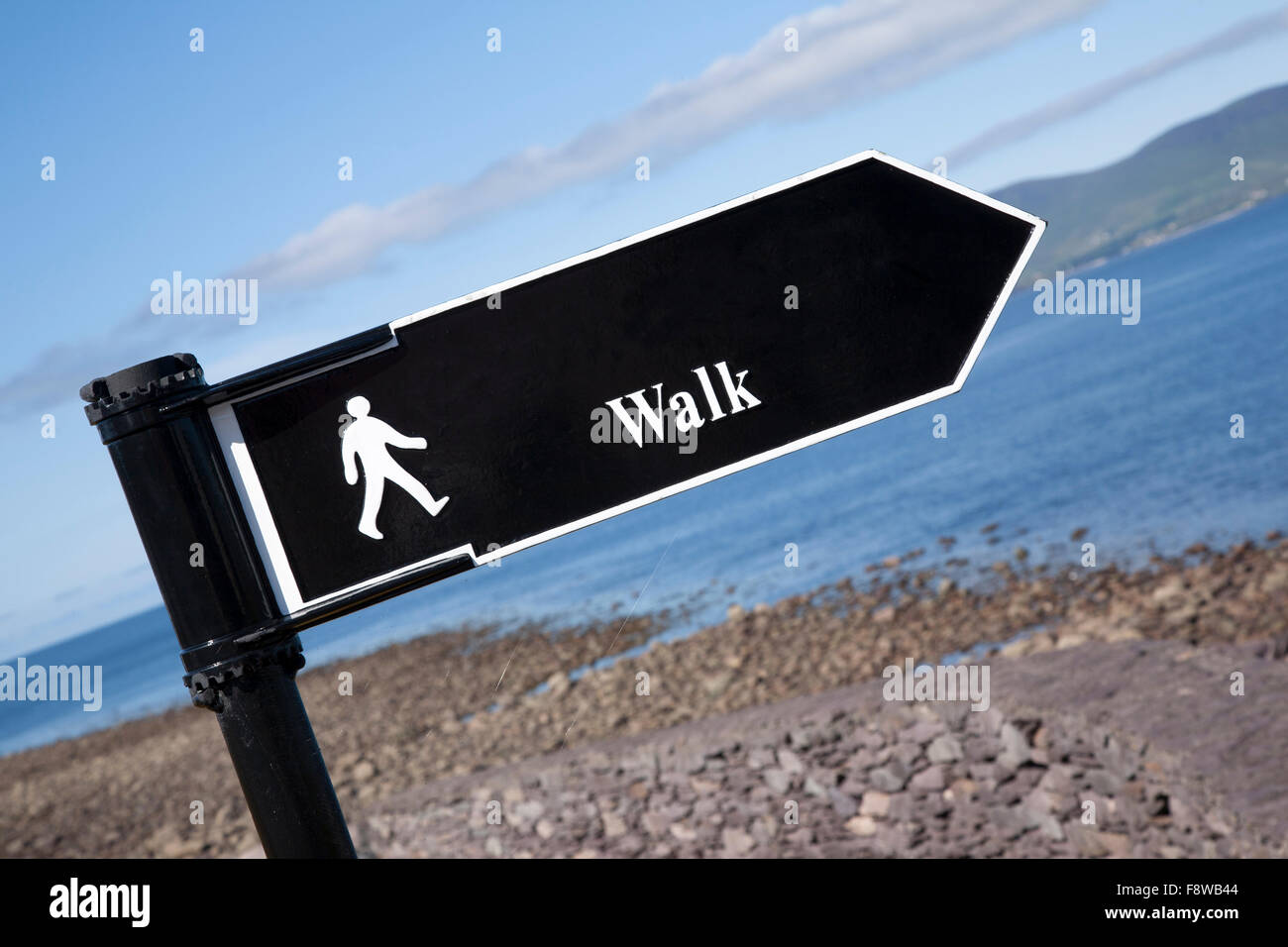 Walking Sign against Sea Background Stock Photo - Alamy