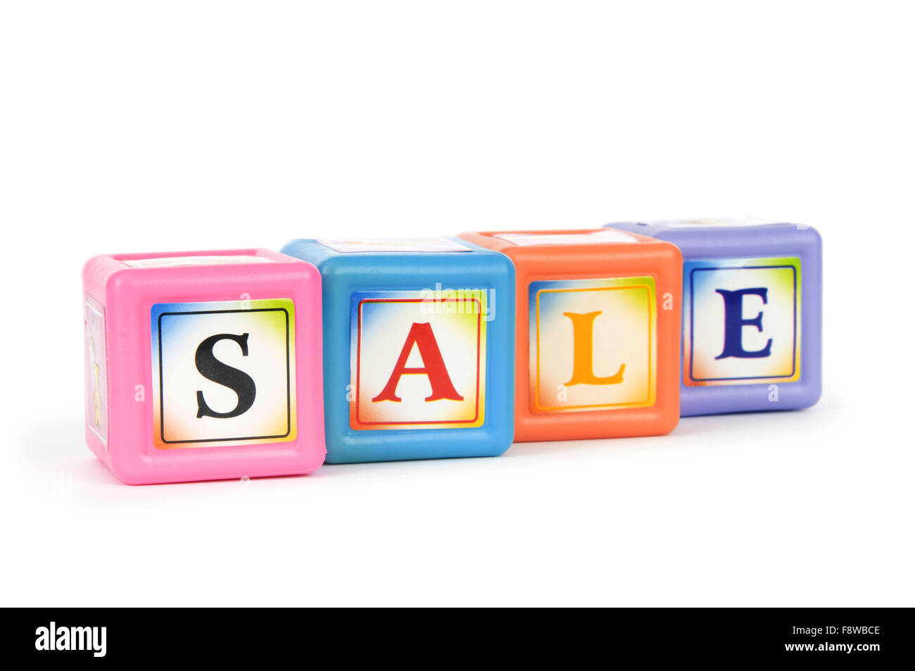 Blocks with Sale word isolated on white Stock Photo - Alamy