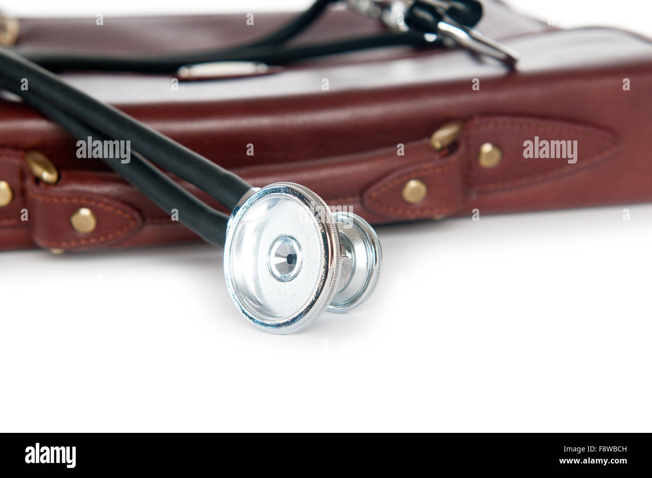 Doctor's brown leather case with the stethoscope Stock Photo - Alamy