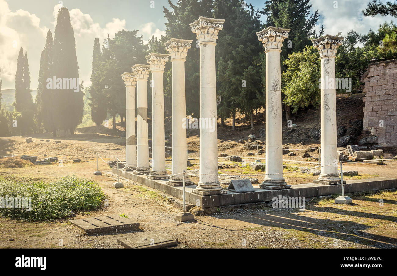Columns at ancient site of Asclepeion at Kos island in Greece Stock ...